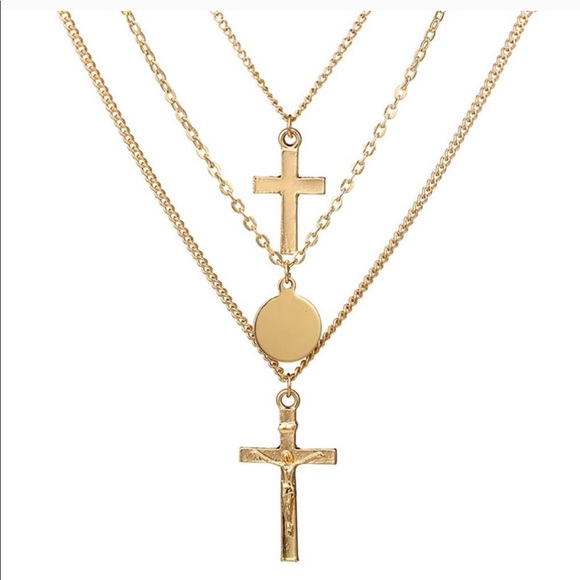 Jewelry | Gold Layered Double Cross Coin Necklace Set | Poshmark